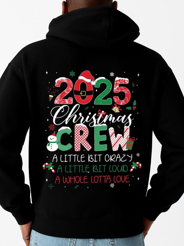 2025 Christmas Crew hoodies Christmas men's regular fit black hoodies ...