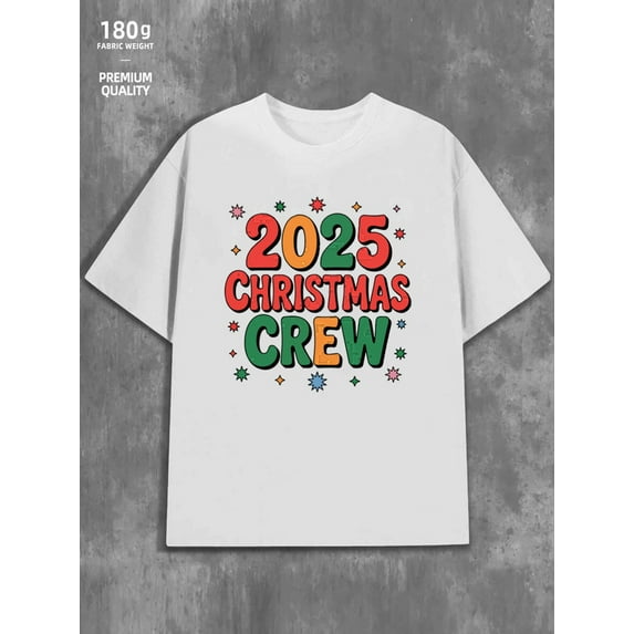 2025 Christmas Crew for men Christmas 180G 100% Cotton white Christmas ...