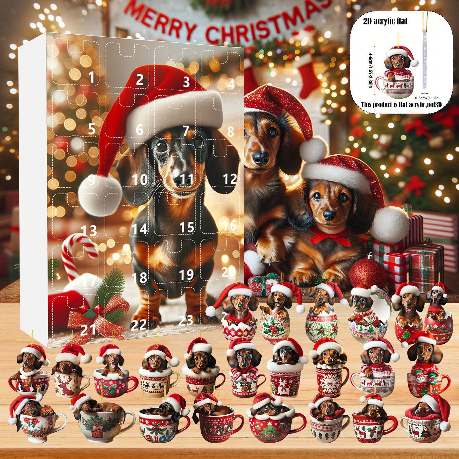 2025 Christmas Dachshund Advent Calendar, Vacation Calendar 2D Acrylic ...