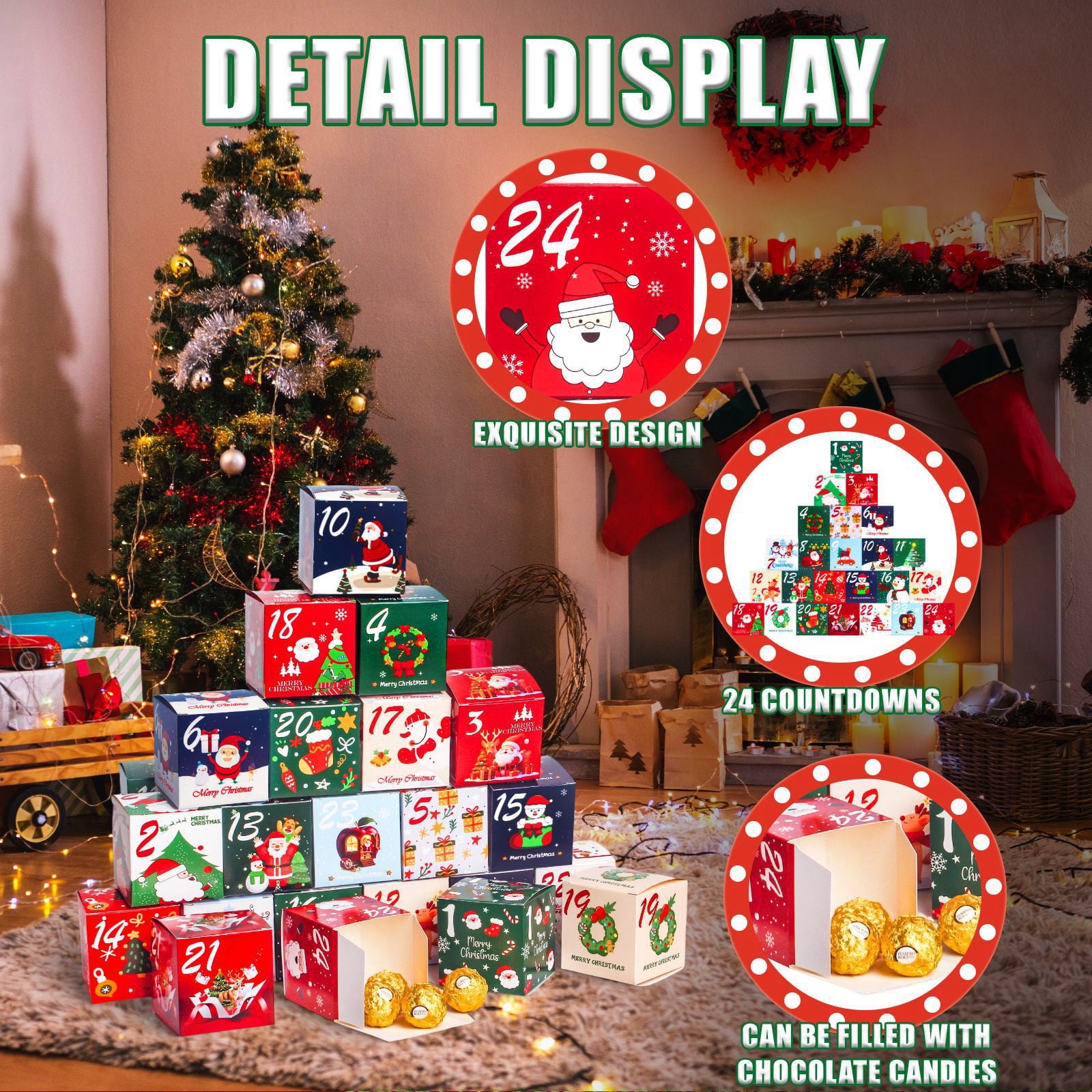 2025 Christmas Decorations,24pcs Countdown To Christmas Countdown ...