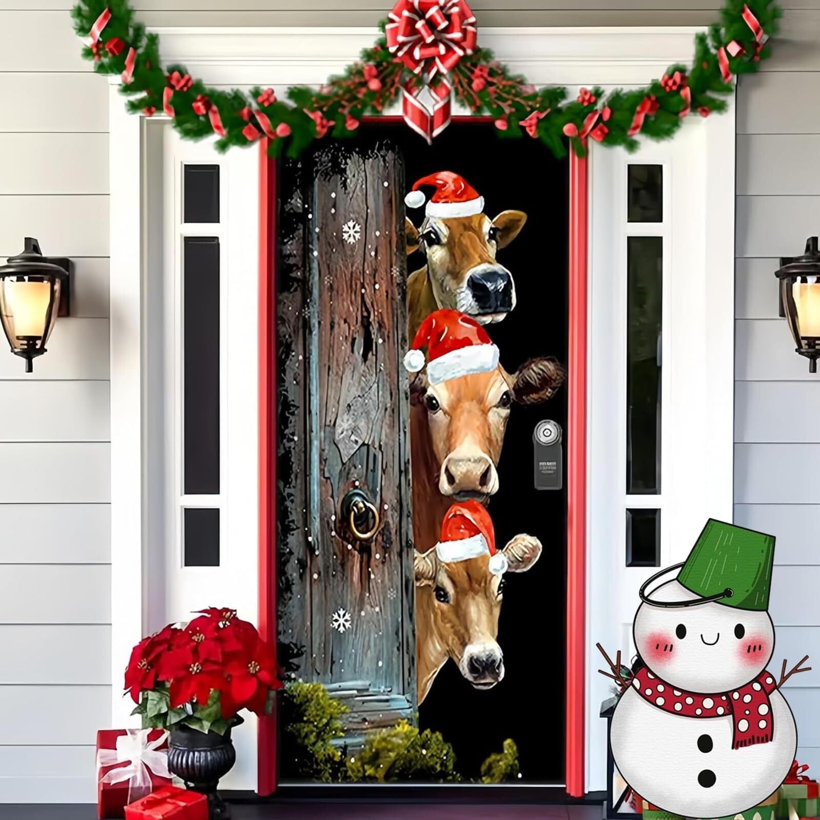 2025 Christmas and Halloween Front Door Decoration, 35x79 Inch ...