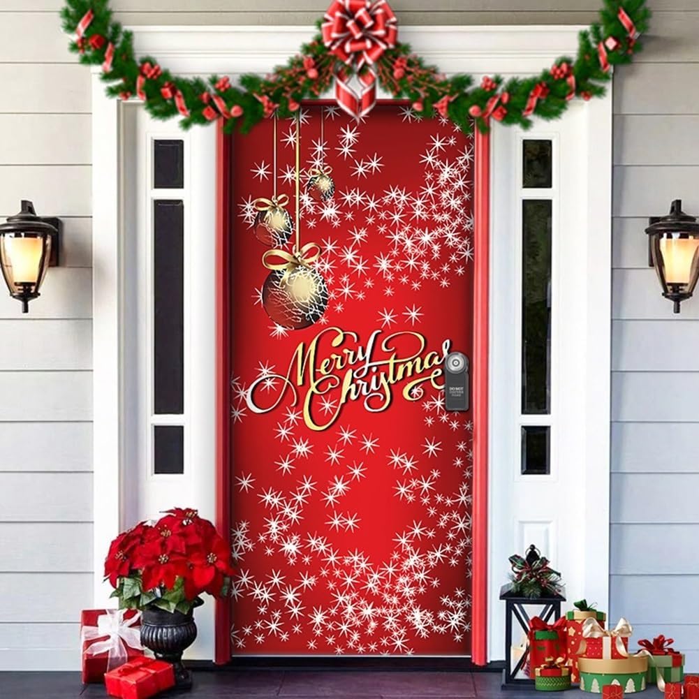 2025 Christmas and Halloween Front Door Decoration,35x79 Inch Halloween ...