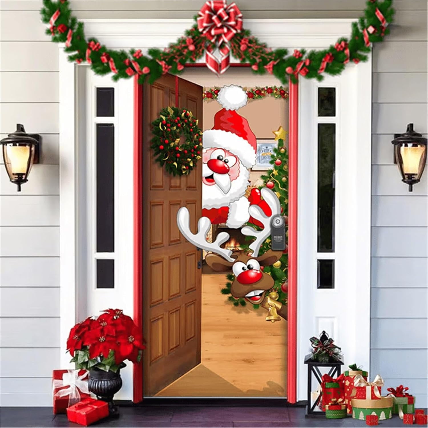 2025 Christmas and Halloween Front Door Decoration, Fitted Elastic ...