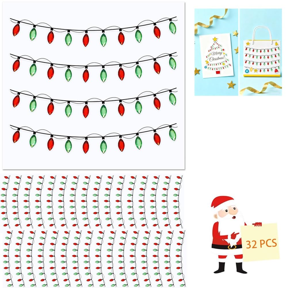 2025 Christmas Lights Craft Stickers – Glittery Adhesive Decals with ...