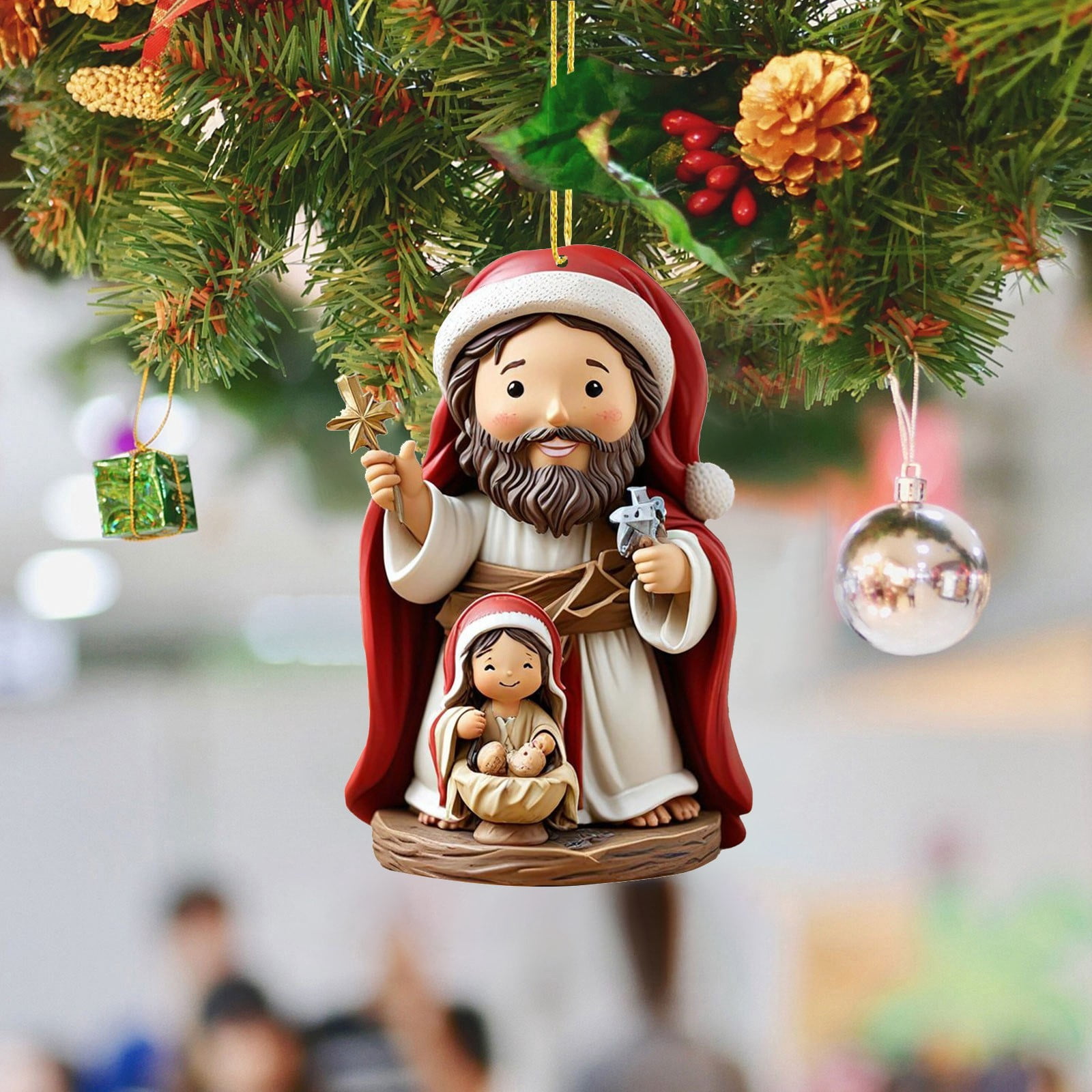 2025 Christmas Nativity Scene Ornaments Religious Acrylic 2D Hanging ...