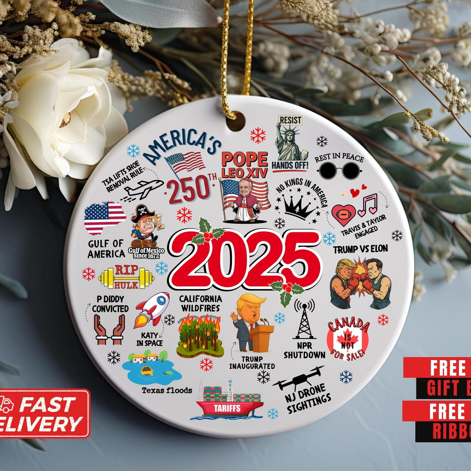 2025 Christmas Ornament, 2025 Notable Events Ornament, 2025 Year in ...