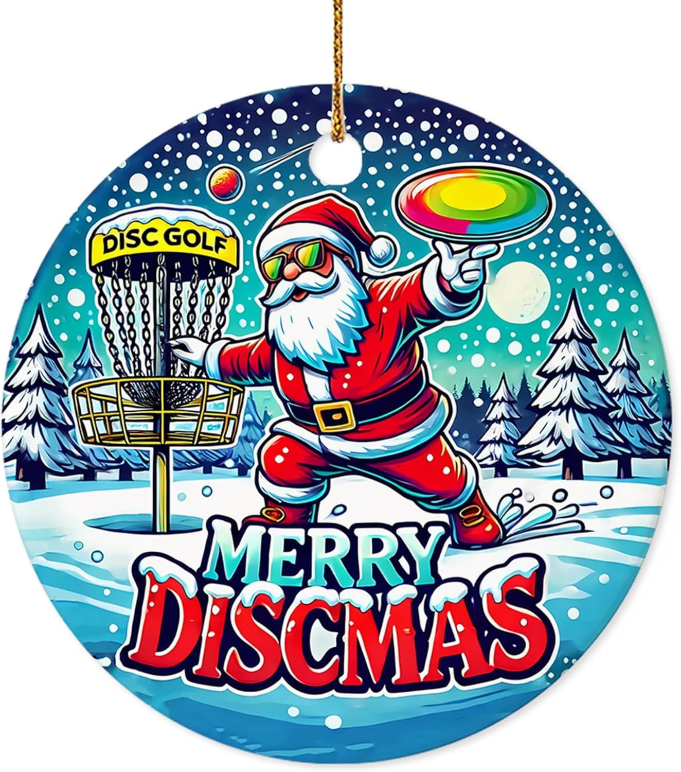 2025 Christmas Ornament - Merry Discmas Funny Santa Playing Disc Golf ...