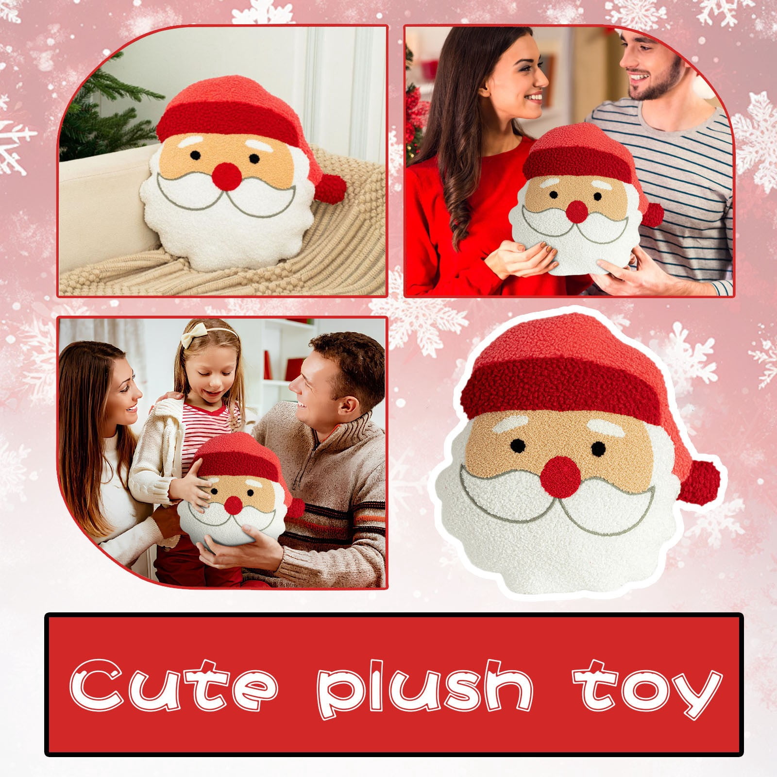 2025 Christmas Santa Plush Pillow Stuffed Plush Toy,15" Big Size Cute ...