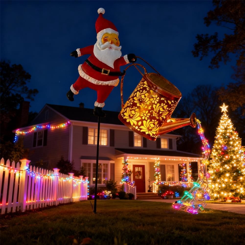 2025 Christmas Santa Solar Kettle Lights Garden Lawn Decorative Lights ...