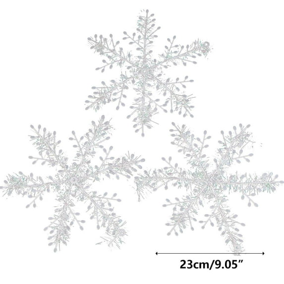 2025 Christmas Snowflake String Decor,White Plastic Hanging Pendants ...