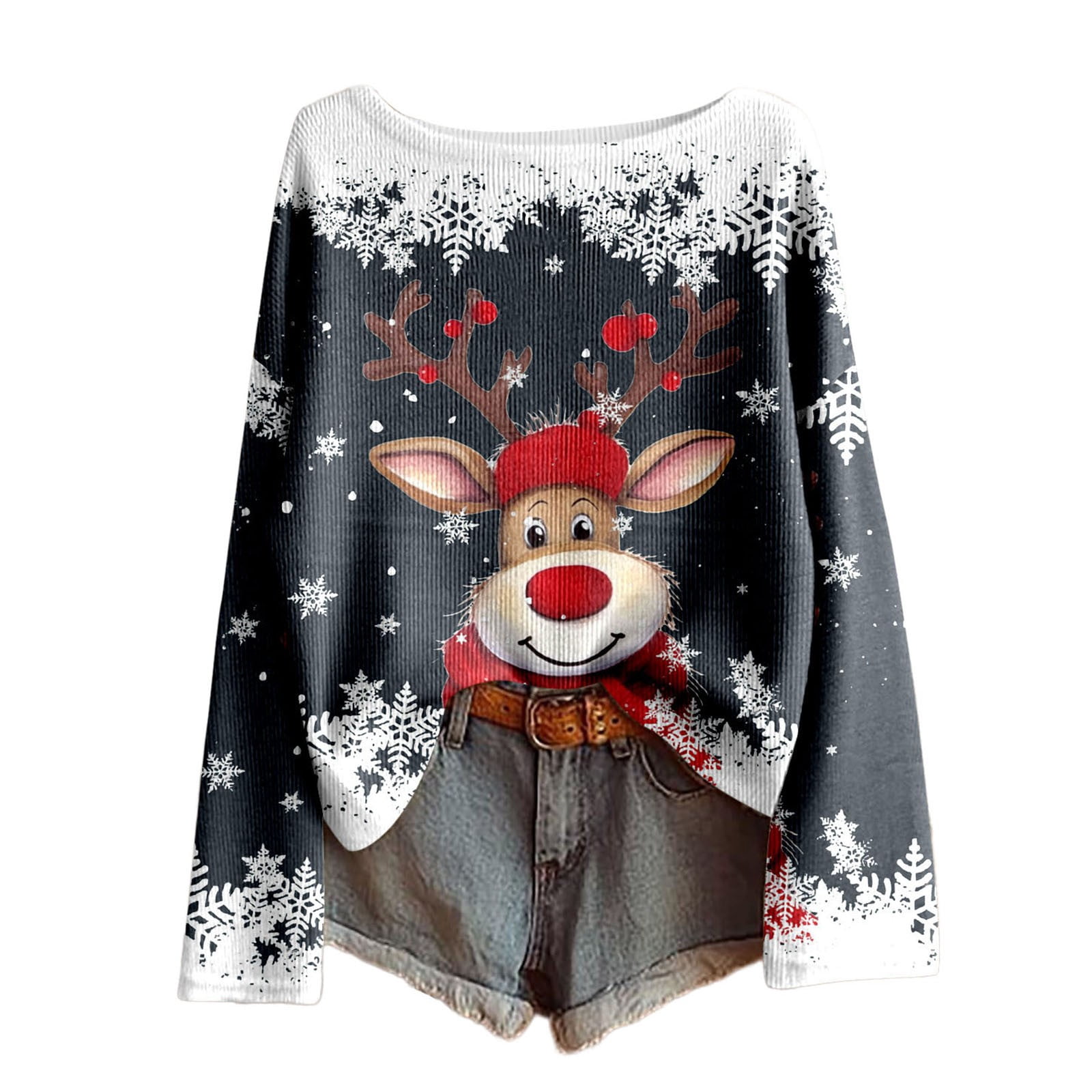 2025 Christmas T-Shirts For Women Long Sleeve Casual Loose Fit Holiday ...