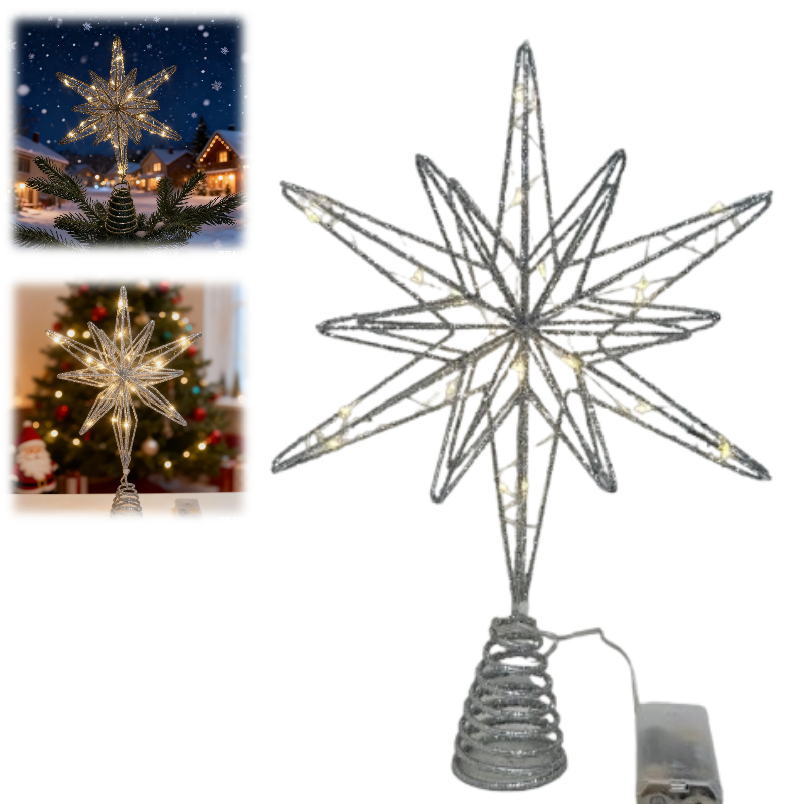 2025 Christmas Tree Topper Star, Glitter Tree Toppers with Lighted, 20 ...