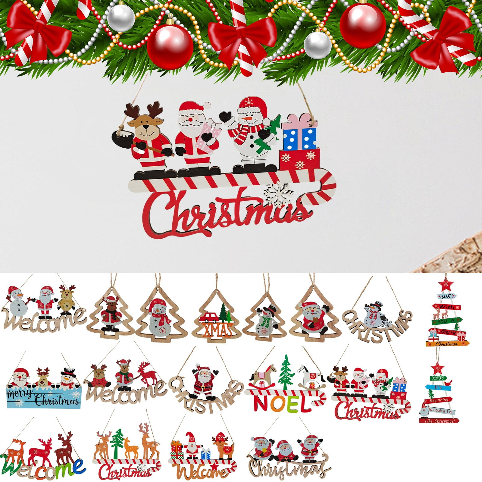 2025 Christmas Wooden Christmas Tree Hanging Ornament,Christmas Hanging ...