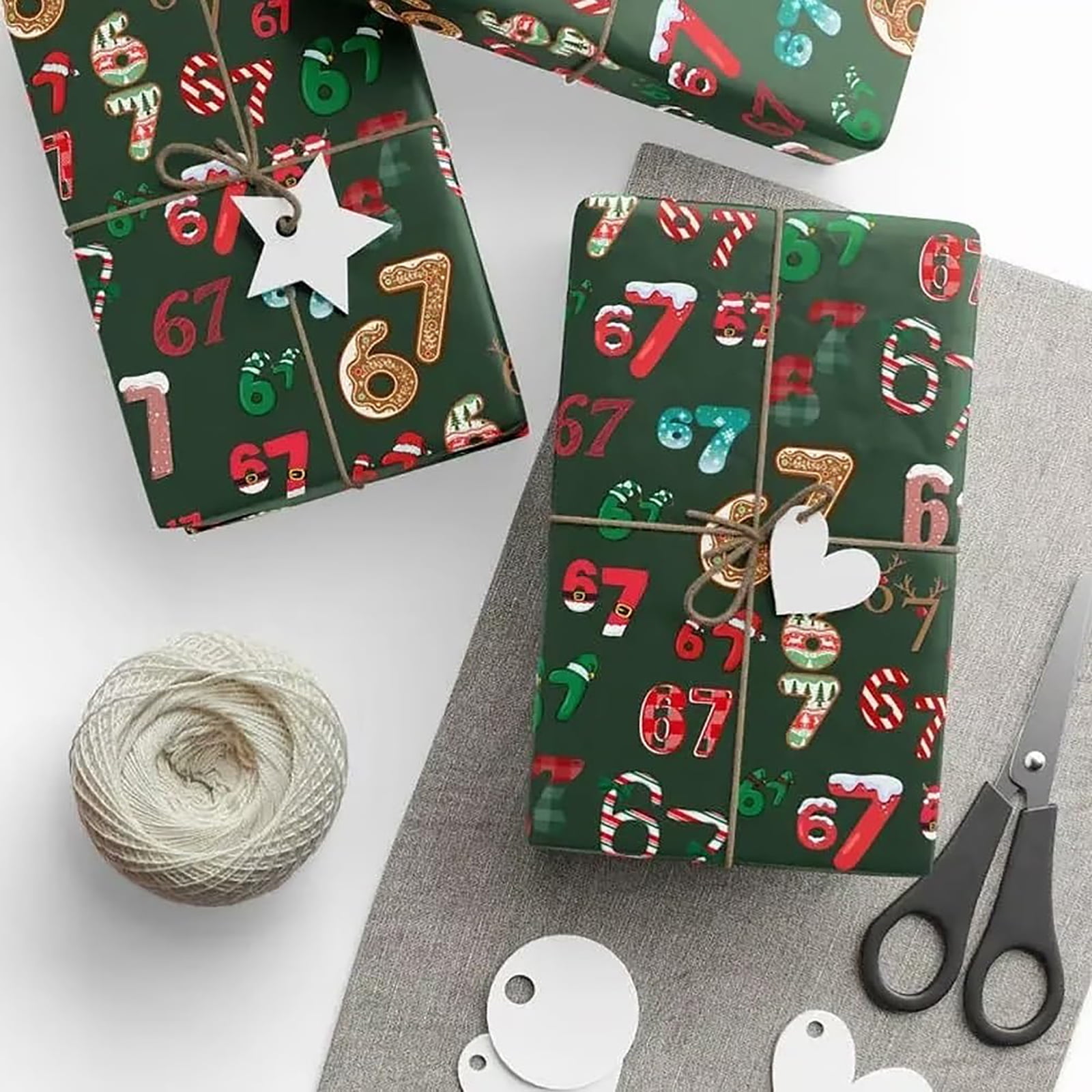 2025 Christmas Wrapping Paper, Funny 67 Design Paper for Xmas, Party ...