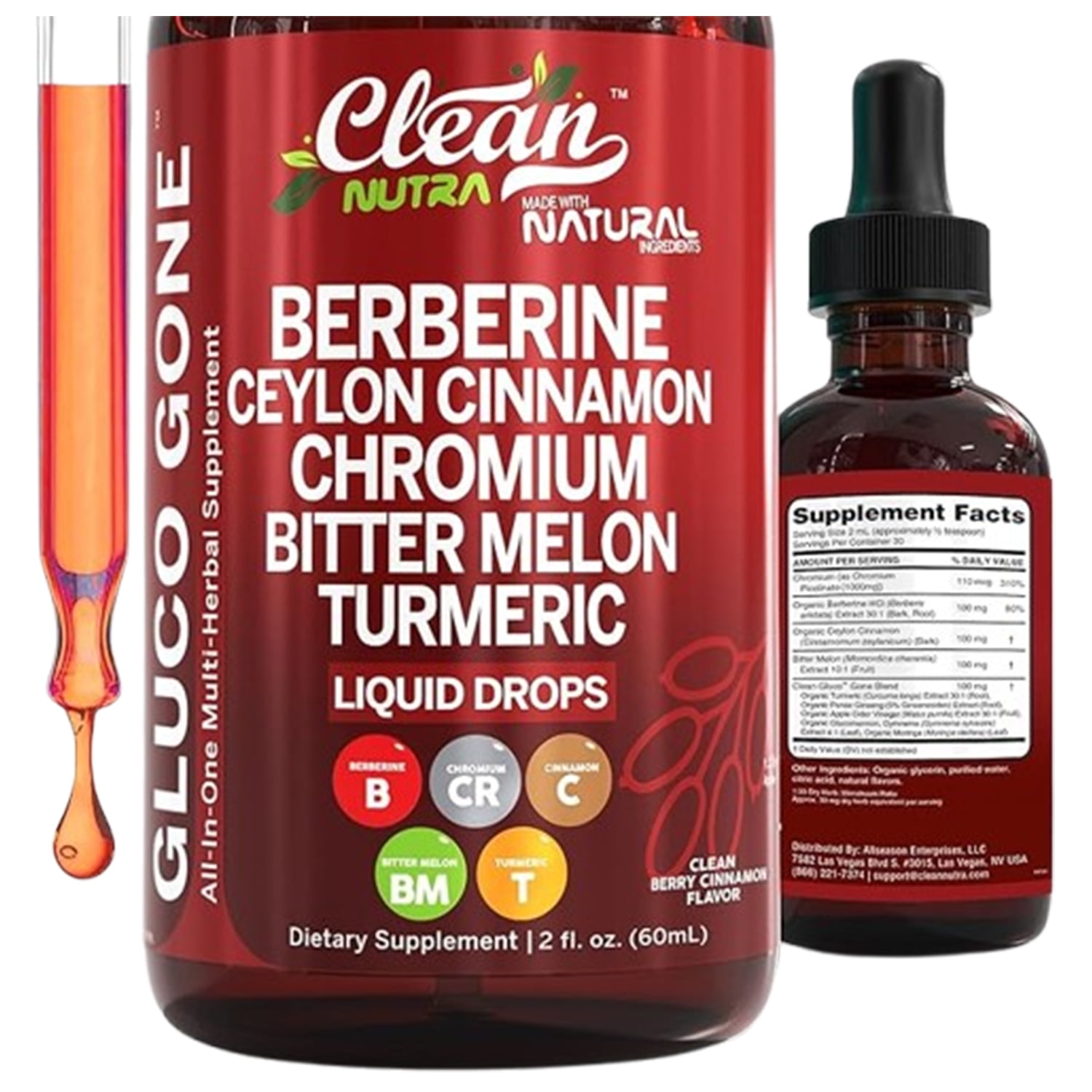 2025 Clean Nutra Organic Ceylon Cinnamon Berberine Formula Liquid Drops ...