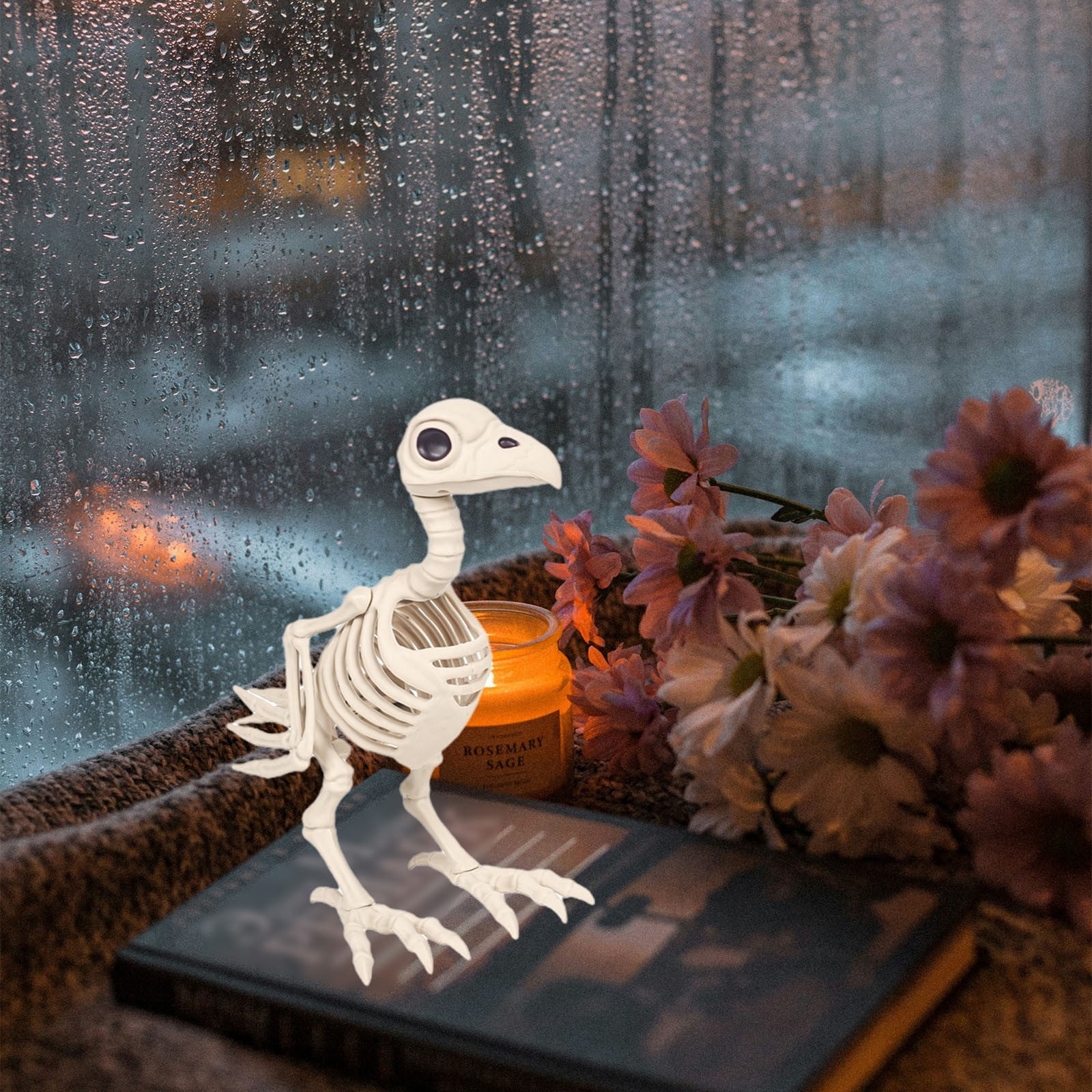 2025 Clearance, Halloween Dog Skeleton Sculpture - Posable Bird ...