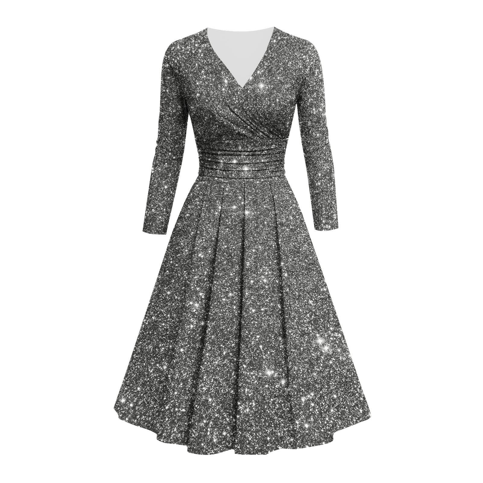 2025 Clearance, Sparkly Long Sleeve Homecoming Dresses for Teens Tiered ...