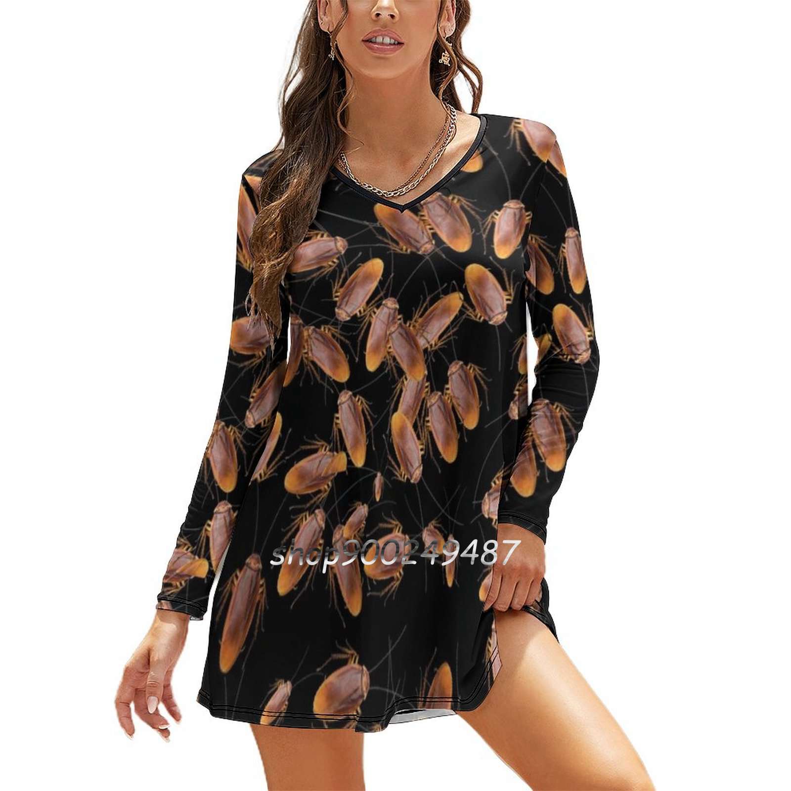 2025 Cockroach Infestation Flare Dress Square Neck Dress Elegant Female ...