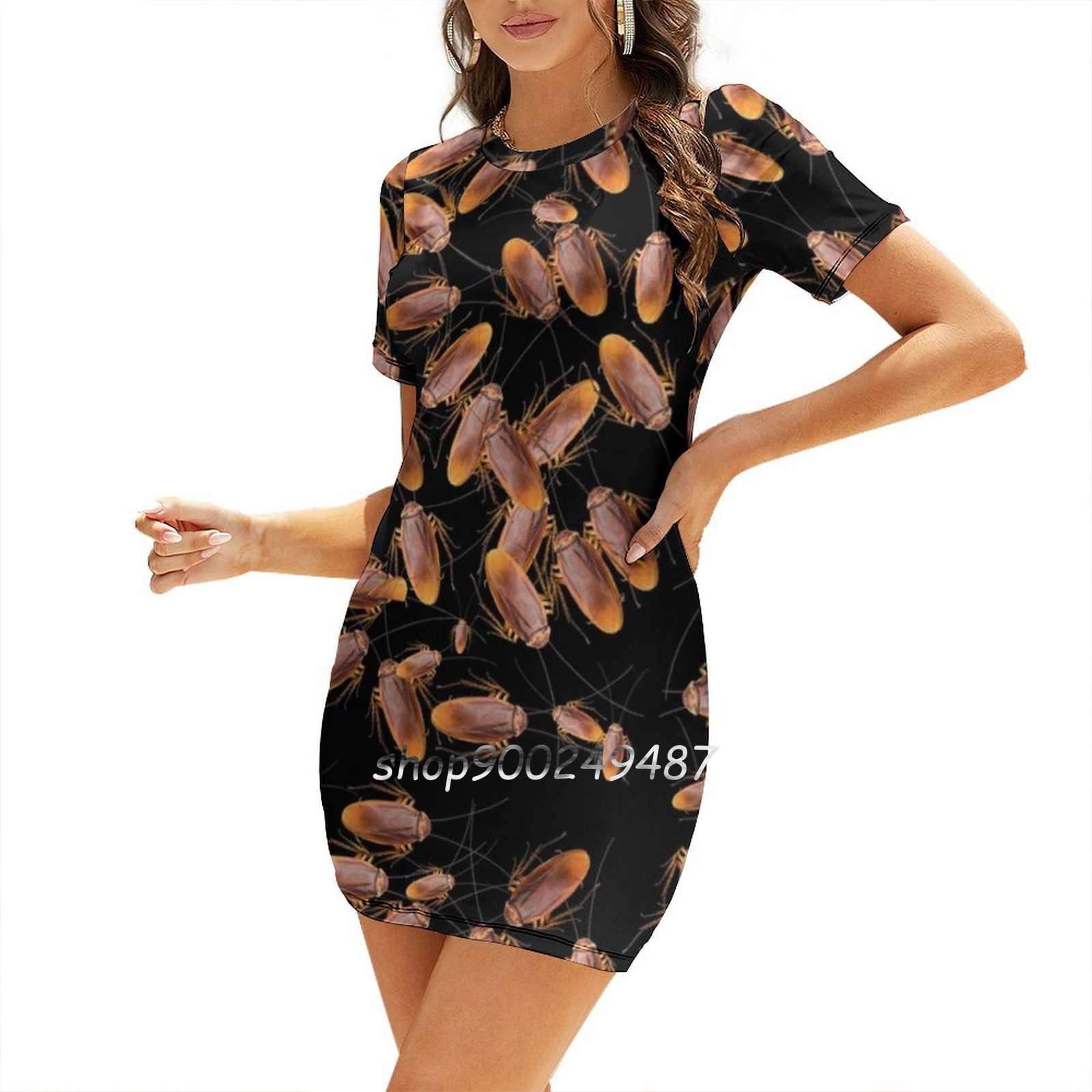 2025 Cockroach Infestation Flare Dress Square Neck Dress Elegant Female ...