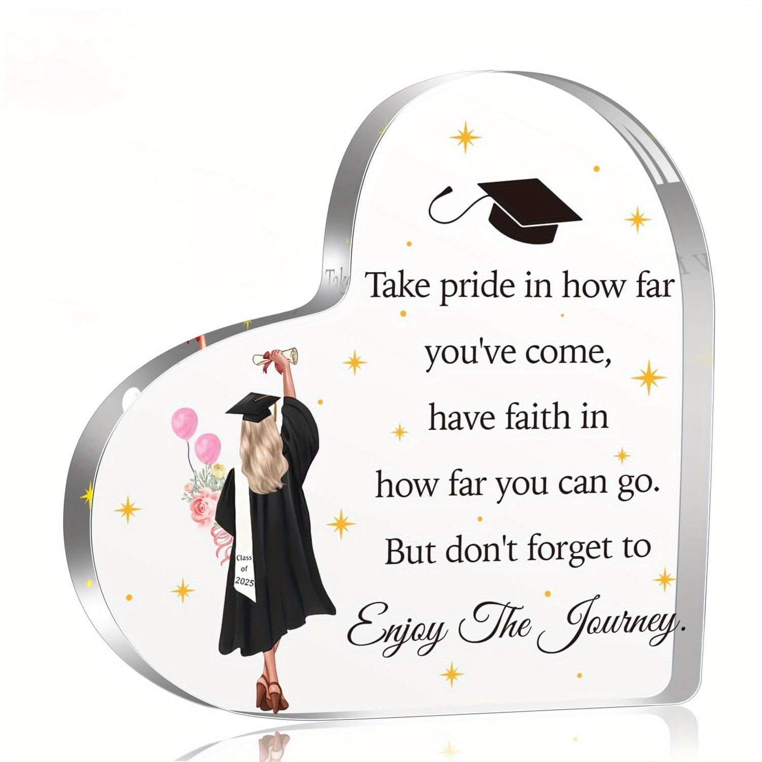 2025 College Graduation Gifts Heart Shaped Acrylic Desk Sign Enjoy the ...