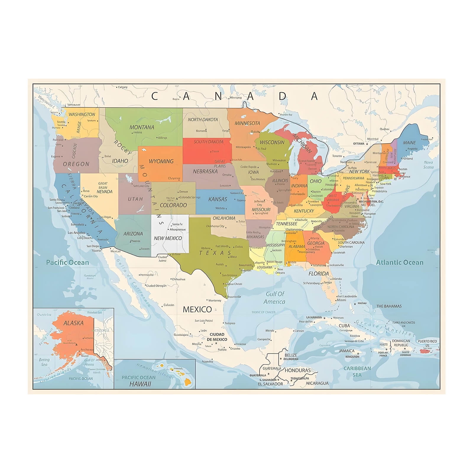 2025 Color Map Of United States USA Updated with Mount M-cKinley Art ...