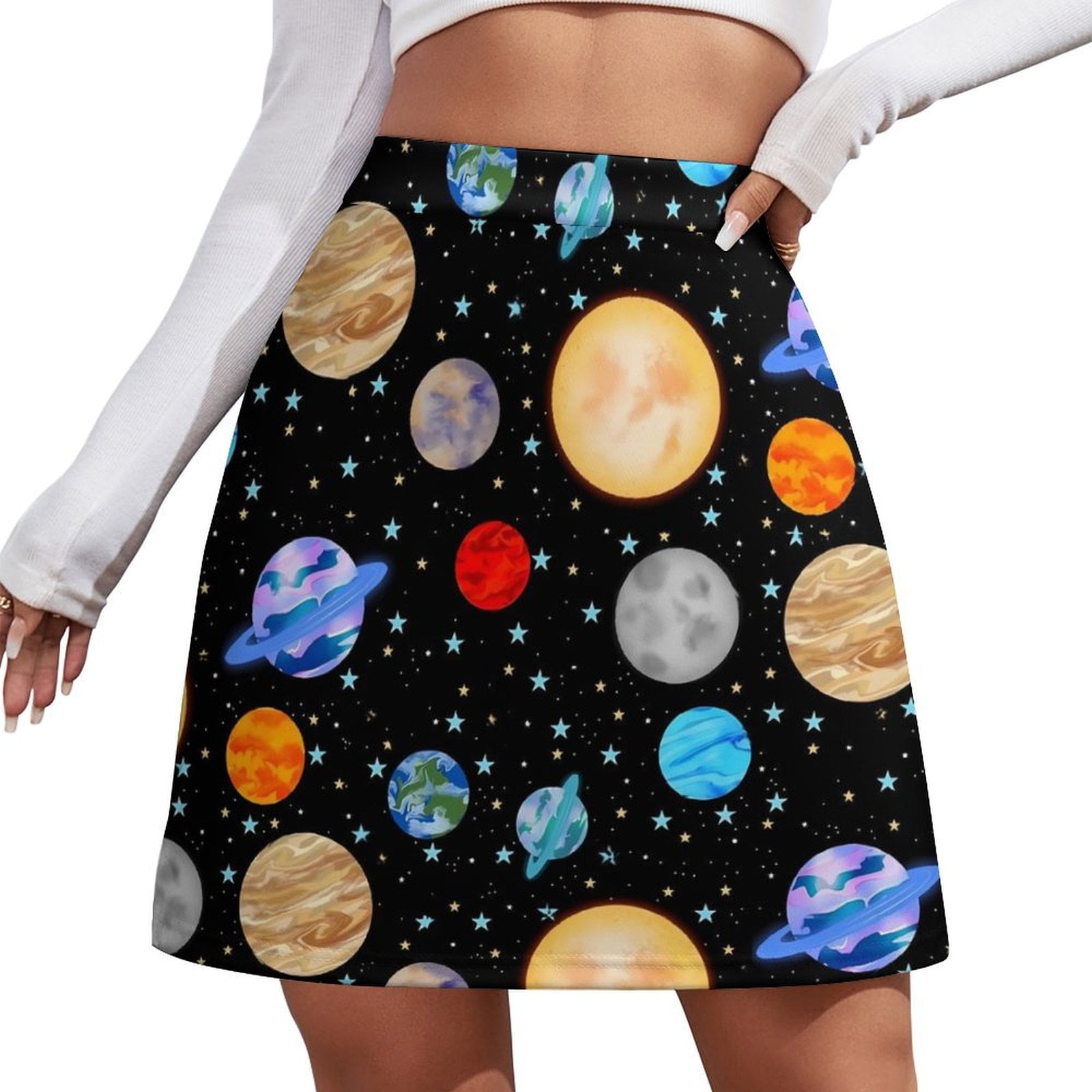 2025 Colorful Space Print Skirt Summer Nebula Haze Street Style Casual ...
