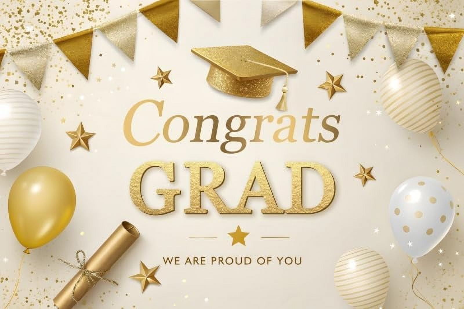 2025 Congrats Grad Backdrop Graduation Golden Bachelor Cap Proud Class ...