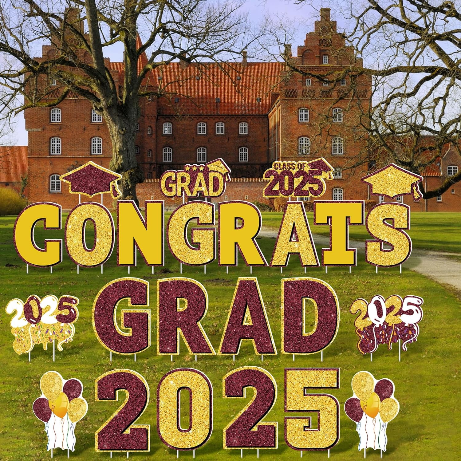 2025 Congrats Grad Yard Signs Graduation Waterproof Decorations ...