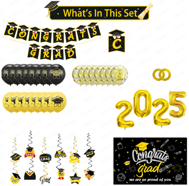 2025 Congrats Graduation Streamers Balloon Banner, Graduation Party ...