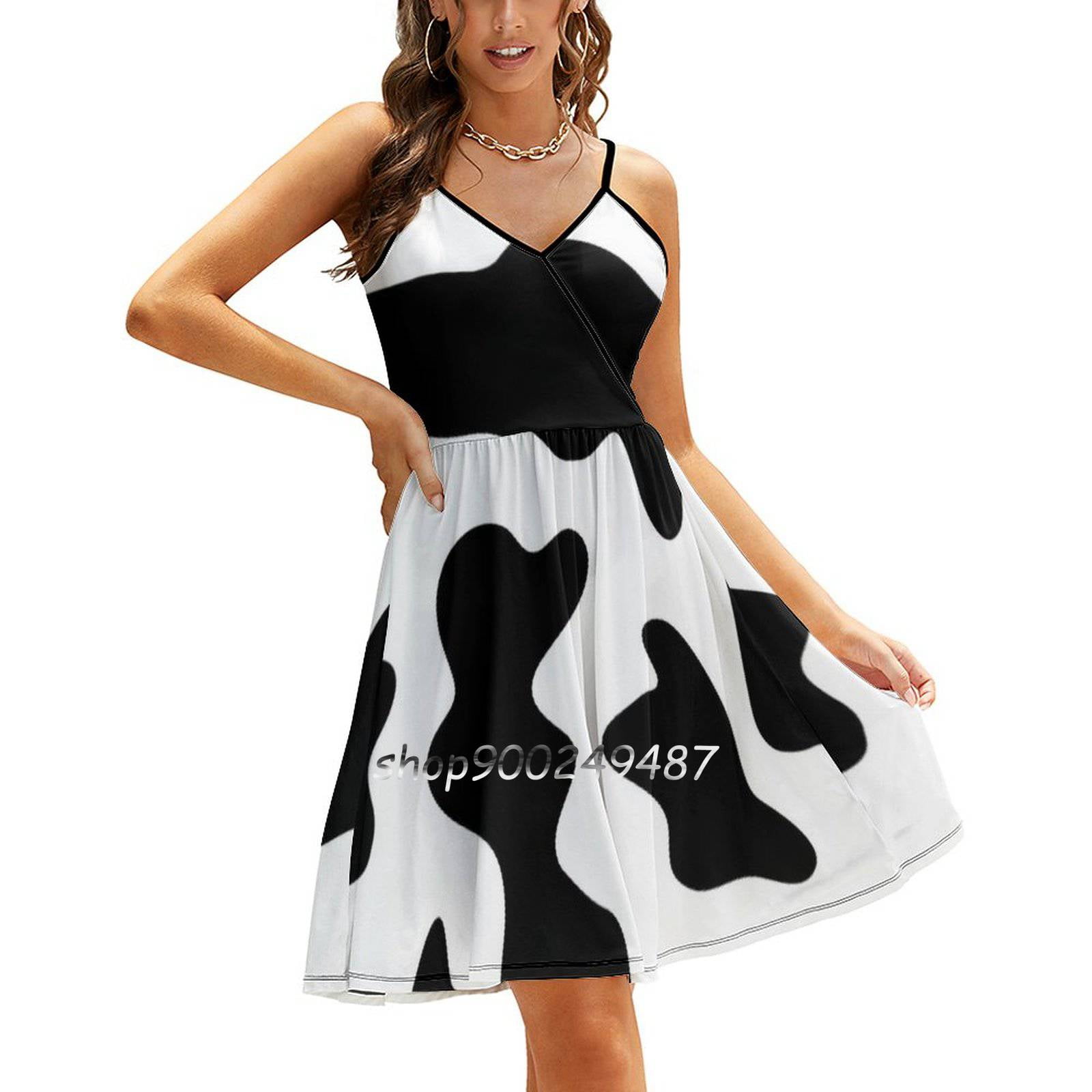 2025 Cool Cow Print Animal Cartoon Pattern Mini Skirt Sweet Elegant ...