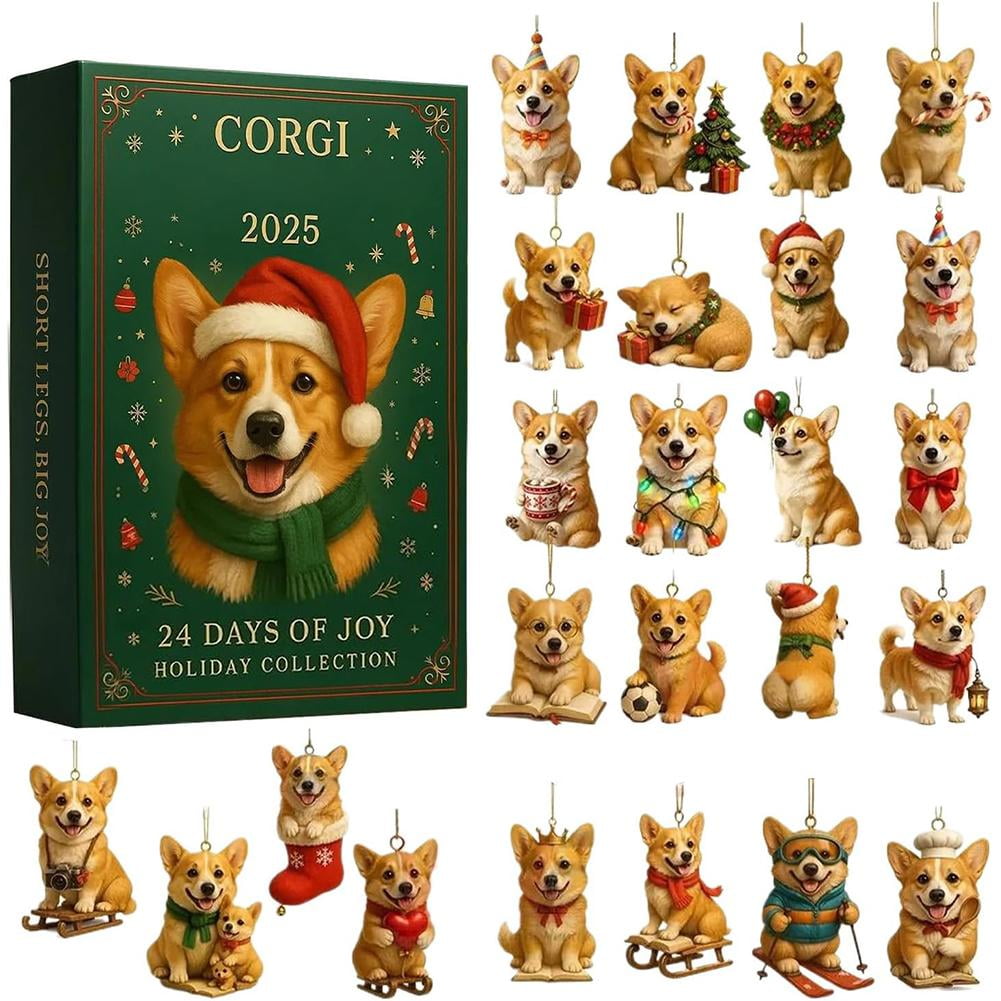 2025 Corgi Advent Calendar - 24 Days Christmas Countdown with Acrylic ...