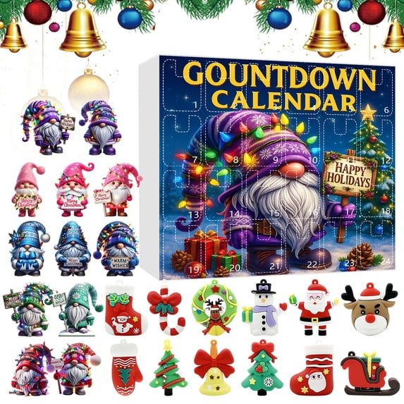 2025 Countdown Advent Calendar 2D/3D Keychain Surprise Hanging Set 24 ...