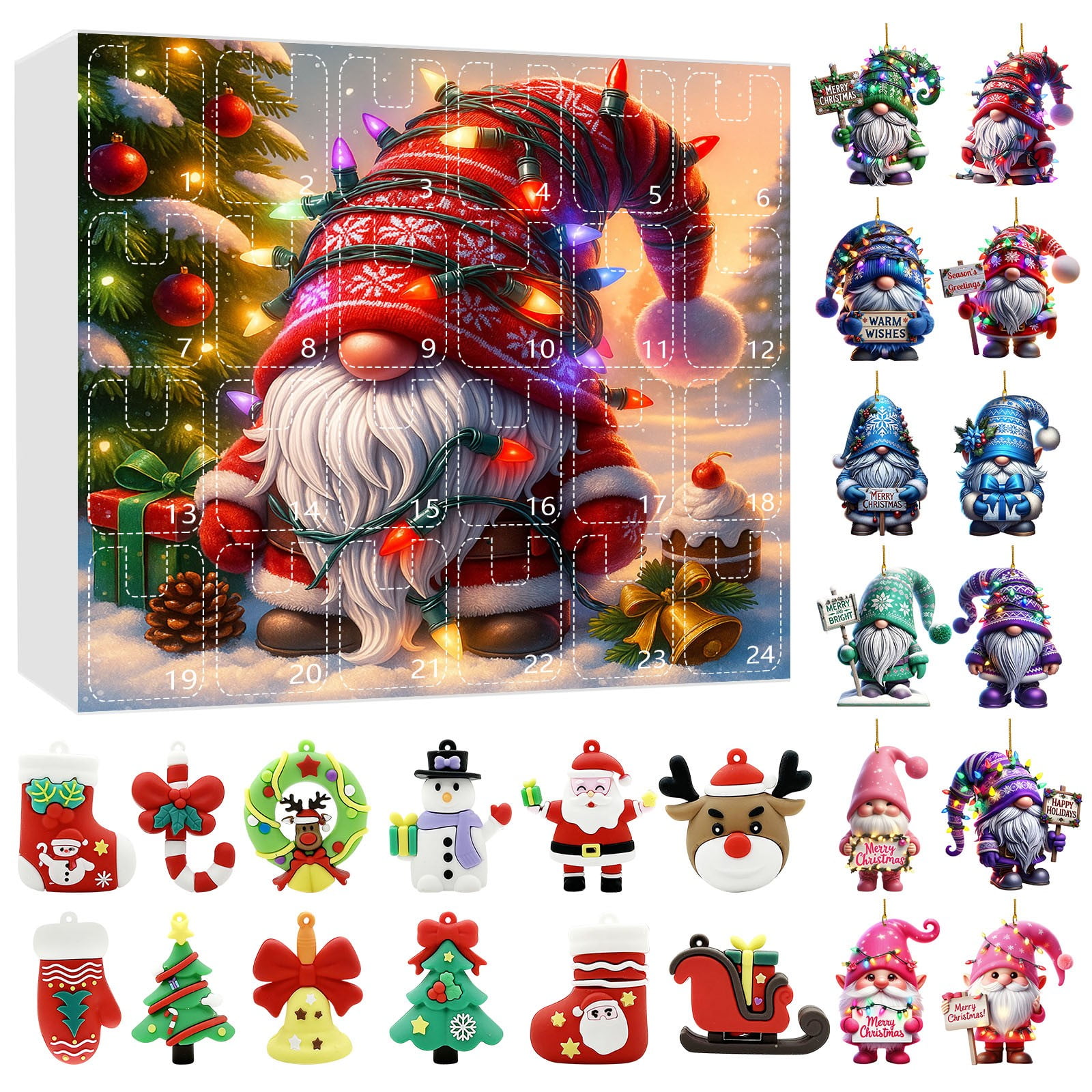 2025 Countdown Advent Calendar 2D/3D Surprise with Keychain 24 Piece ...