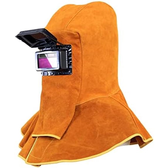 2025 Cowhide Leather Welding Hood with Solar Auto Darkening Filter Lens ...