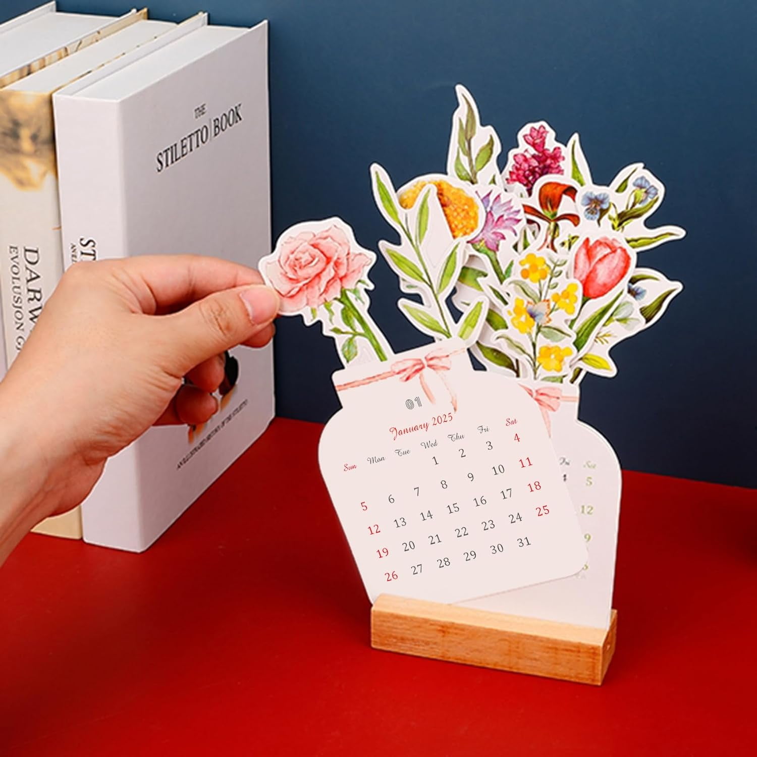2025 Creative Flower Desk Calendar, Vase Shaped New Year Monthly ...