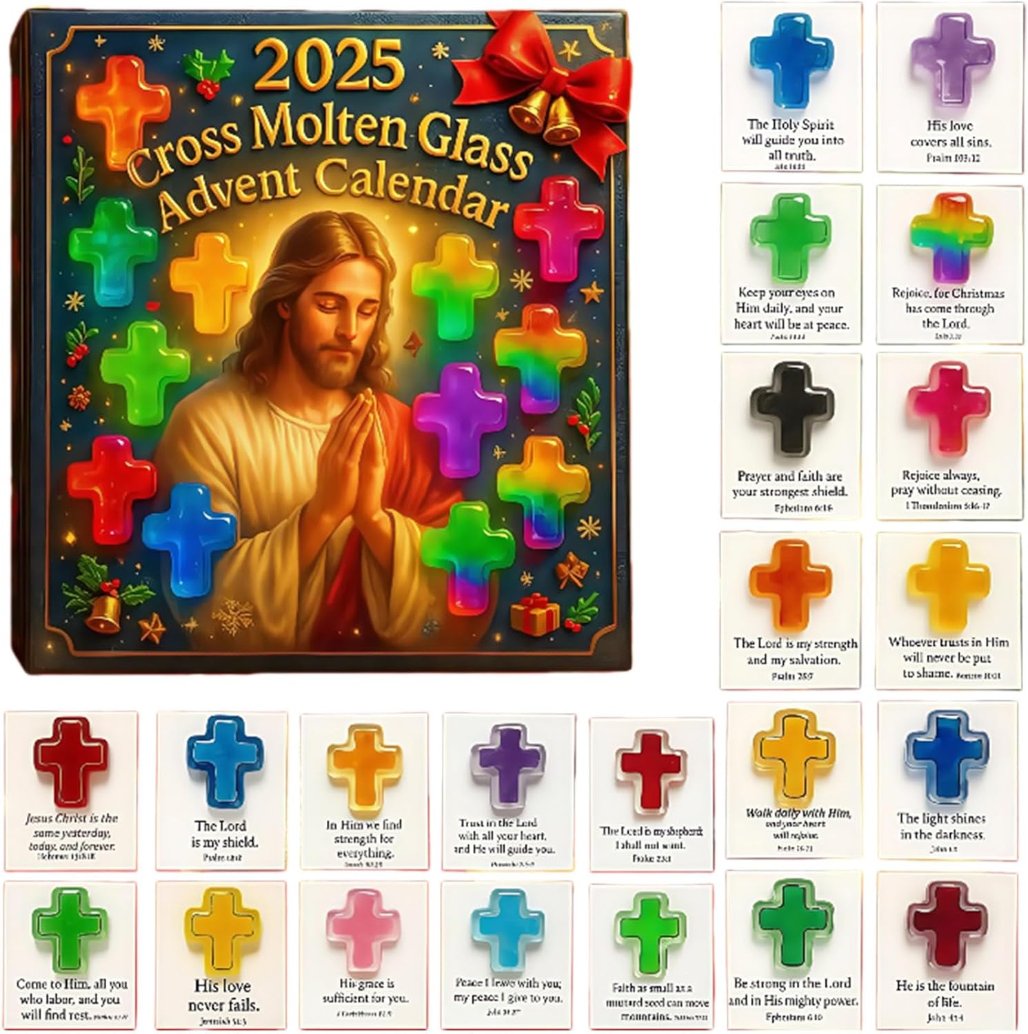 2025 Cross Molten Glass Pocket Hug Advent Calendar – Daily Bible Verse ...