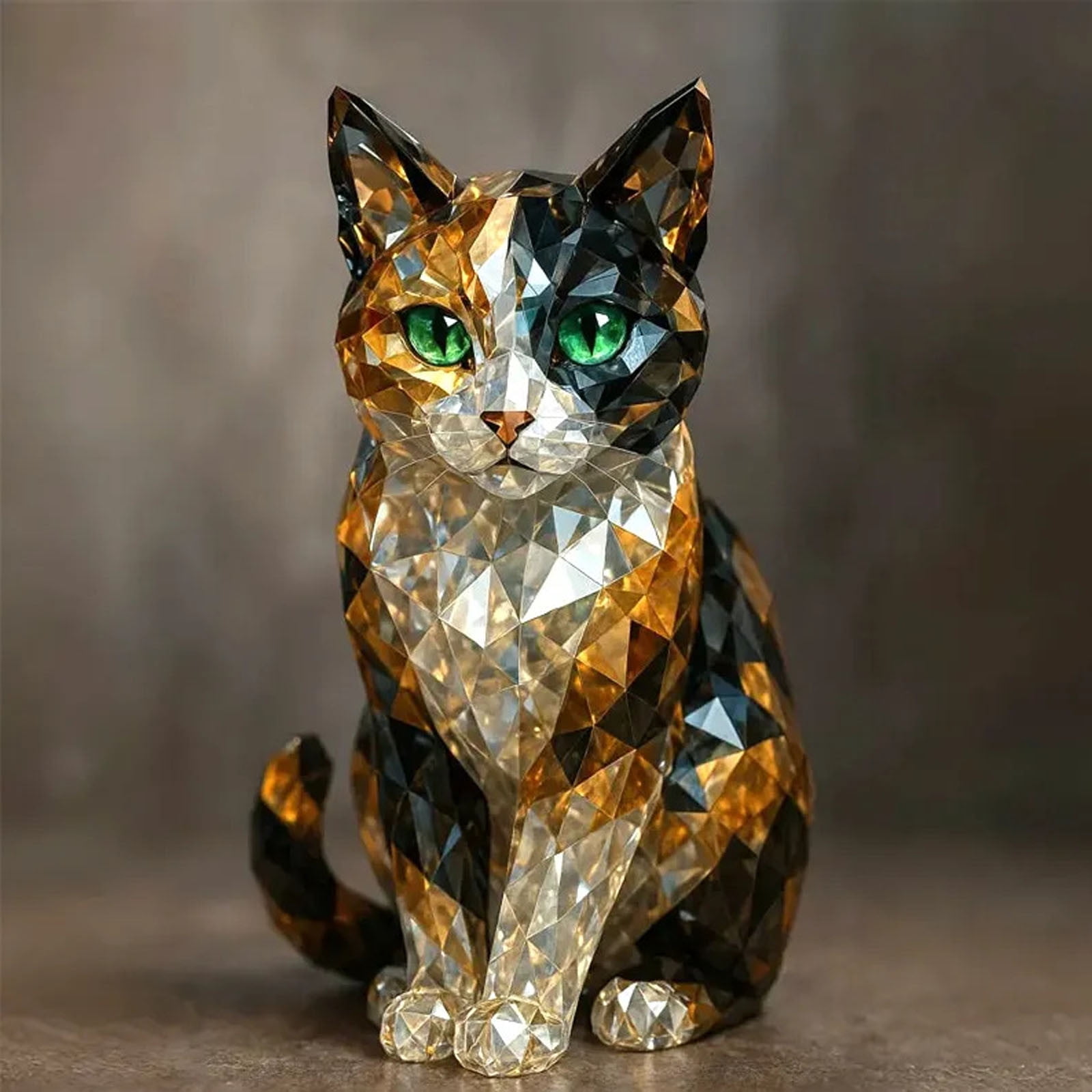 2025 Animal Sculptures Handmade Cat Figurines Collectible Art Painted ...