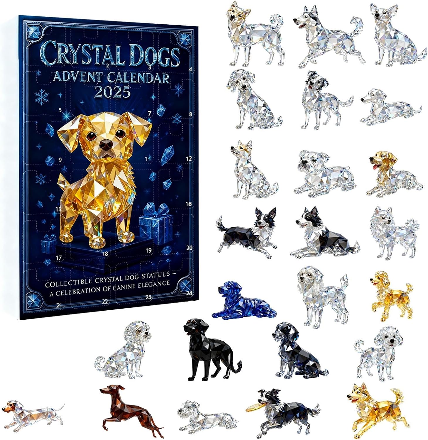 2025 Crystal Dog Advent Calendar, Christmas Countdown Calendar for Dog ...