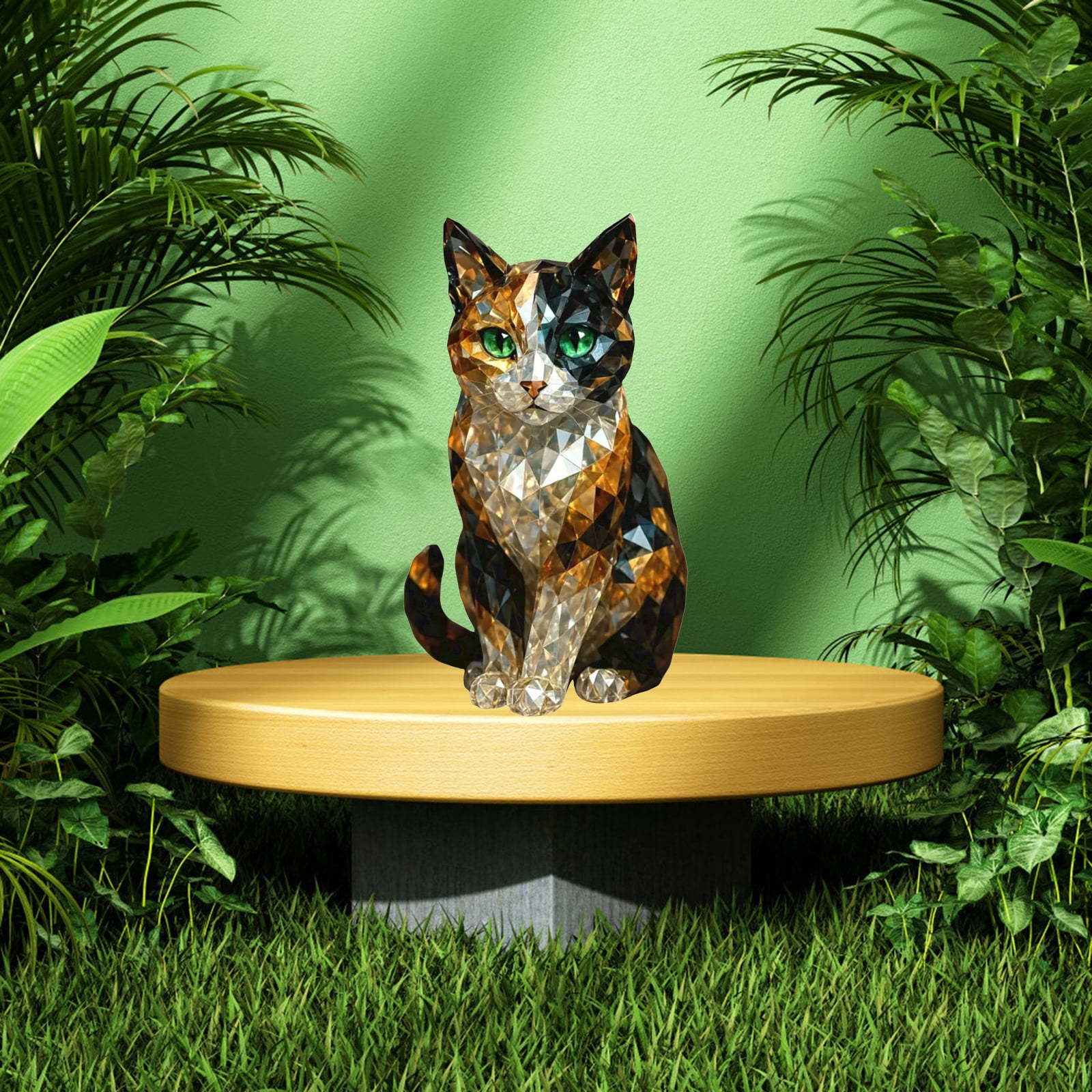2025 Crystal Resin Animal Statue Sculptures,Handmade Crystal Cat ...