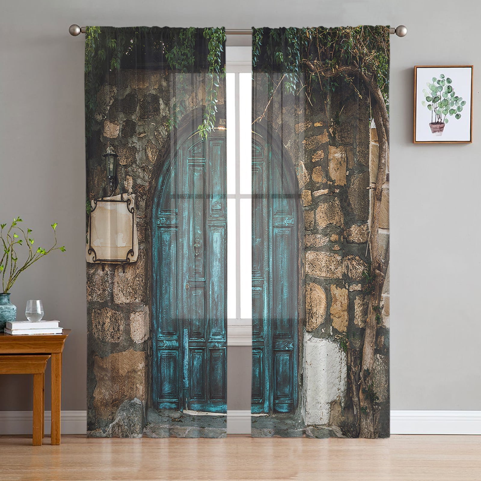 2025 Curtain Retro St Modern ration Curtains Wall Tulle Kitchen Voile ...
