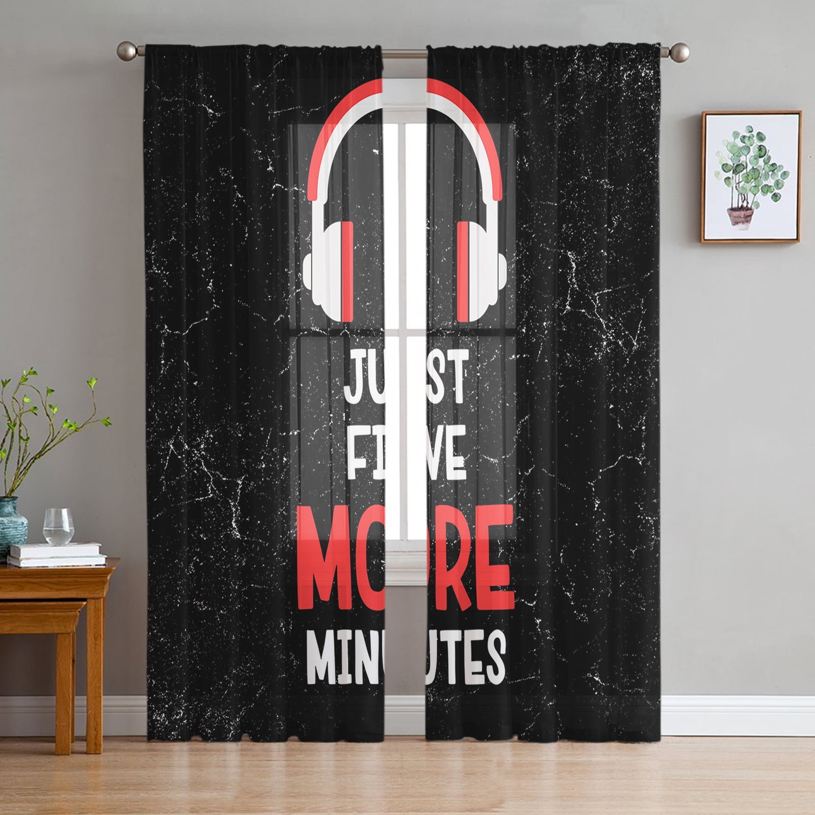 2025 Curtain Tulle Room Curtains Kitchen Keyboard Chiffon Cartoon Voile ...