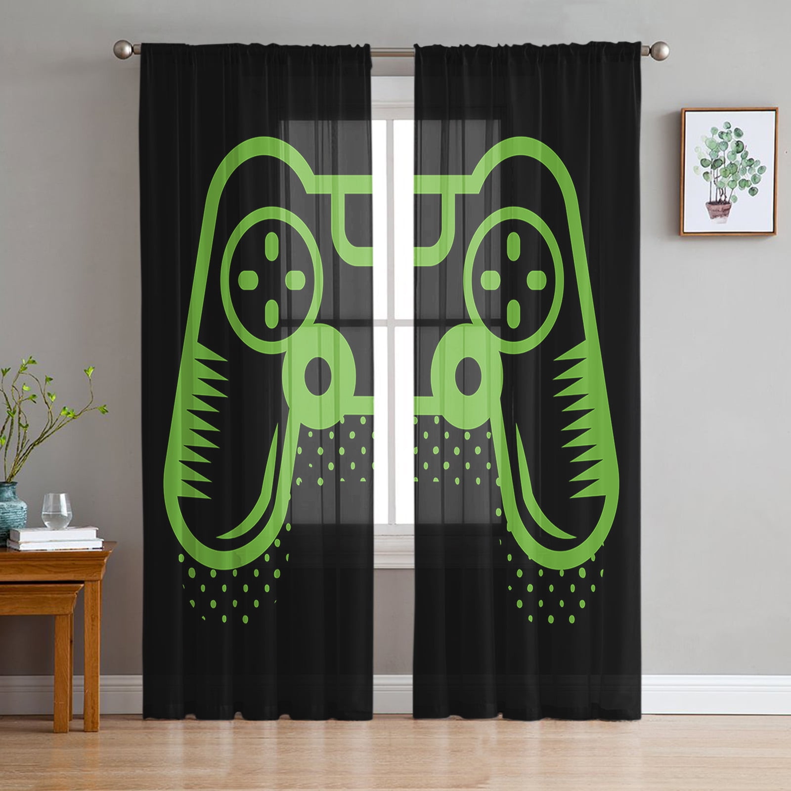 2025 Curtain Tulle Room Curtains Kitchen Keyboard Chiffon Cartoon Voile ...