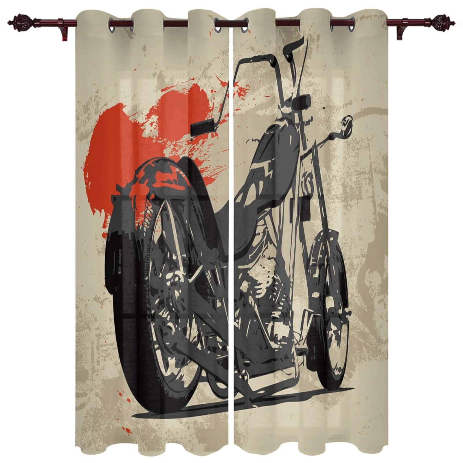 2025 Custom Retro New York Motorcycle Window Curtain For Living Room ...