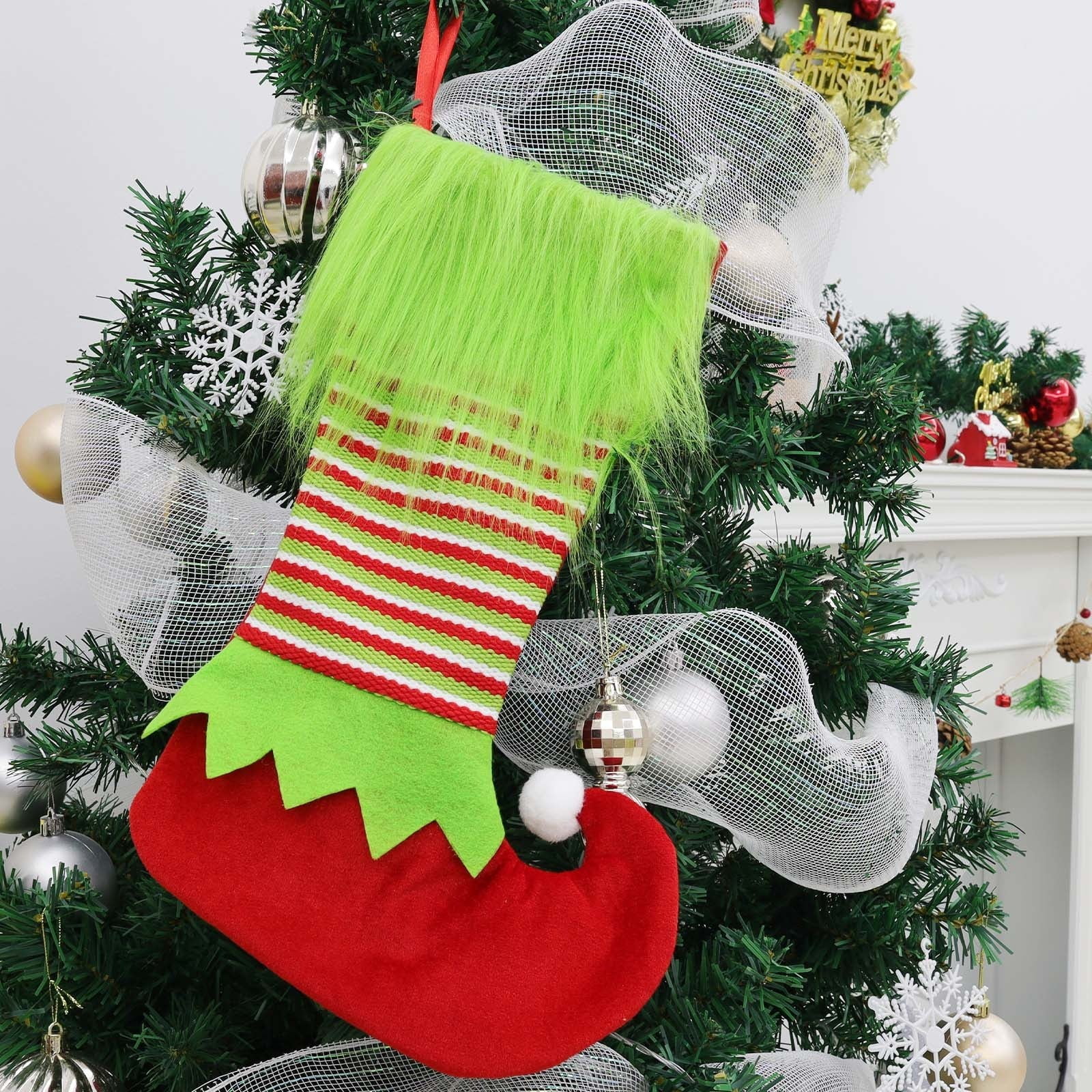2025 Cute Christmas Stocking, Santa Boots For Stuffing, Hairy Santa ...