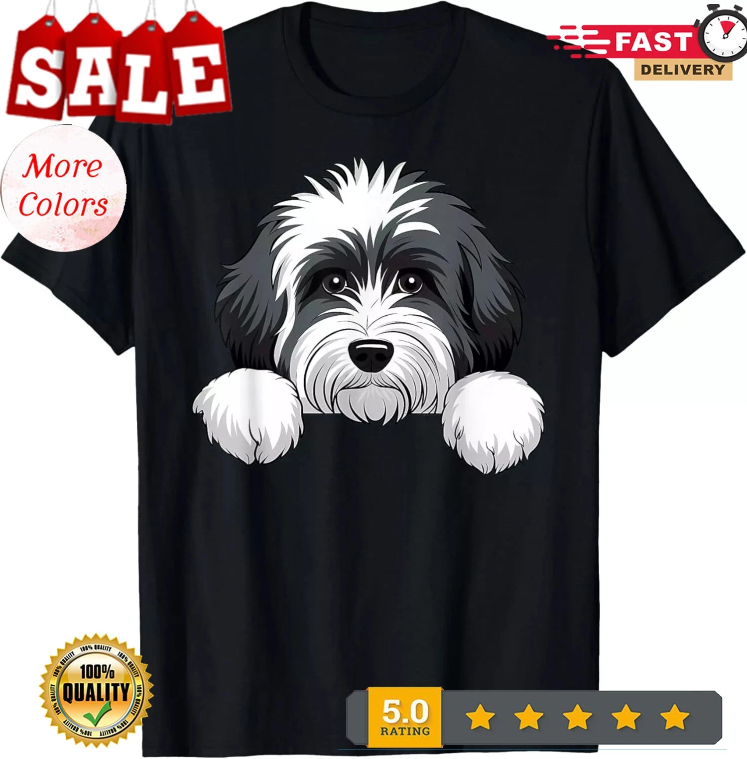 2025/Cute Sheepadoodle Peeking Puppy Funny Sheepadoodle Dog Lover T ...