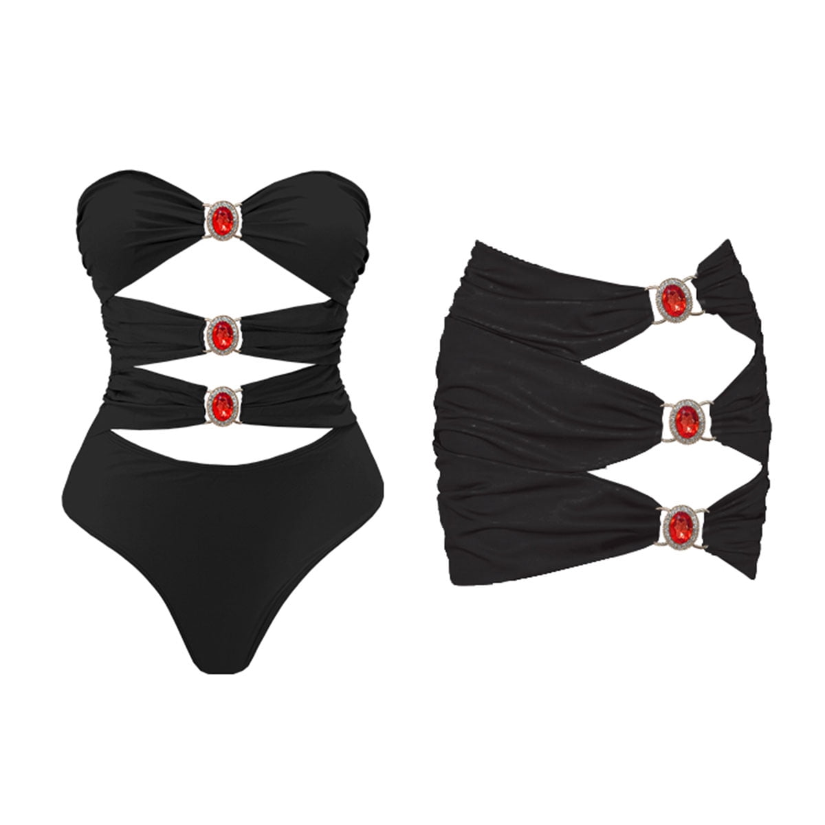 2025 Cutout One Piece Swimsuit and Skirt Swimwear Women Bodysuit ...
