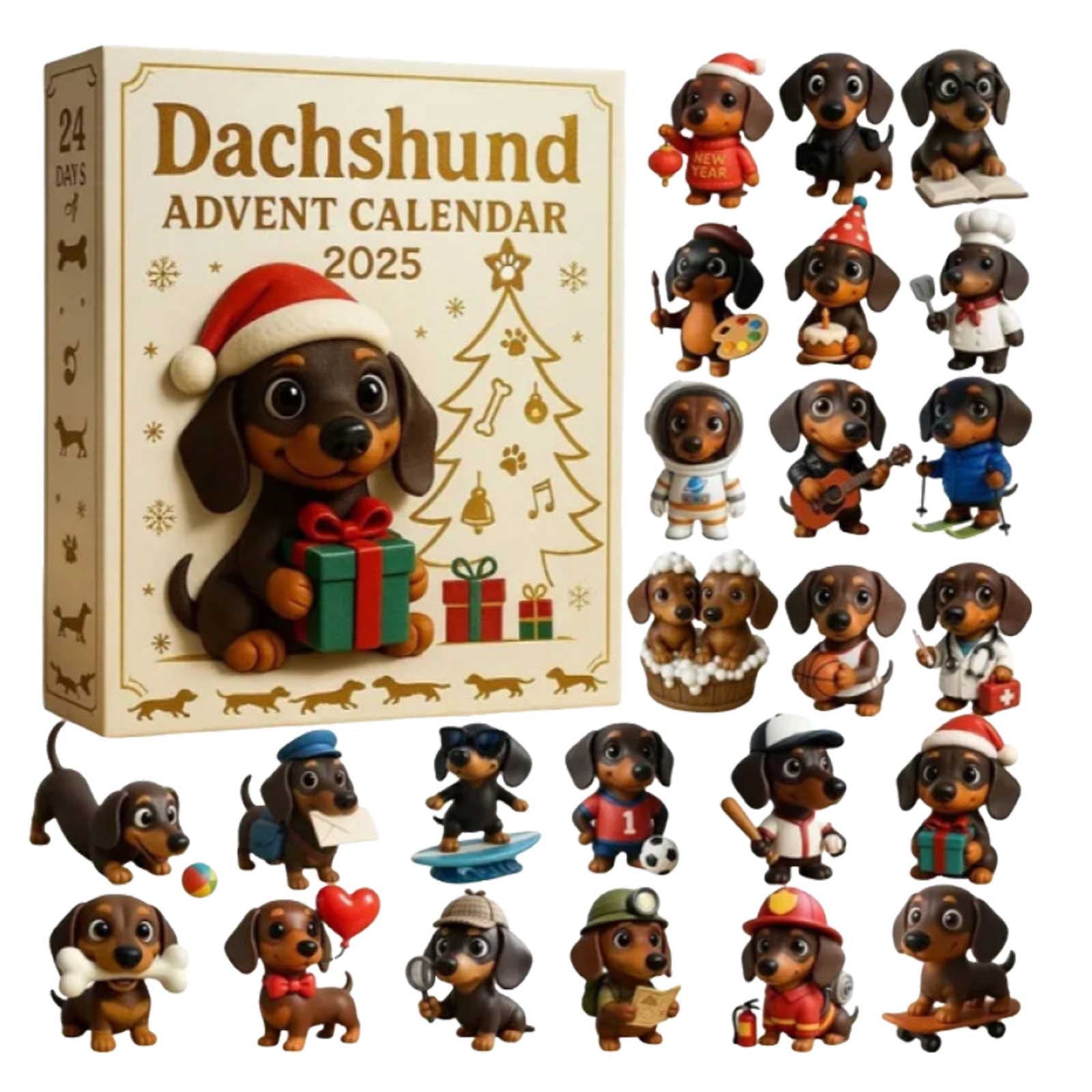 2025 Dachshund Countdown Blind Box - 2d, Dog Christmas Countdown ...