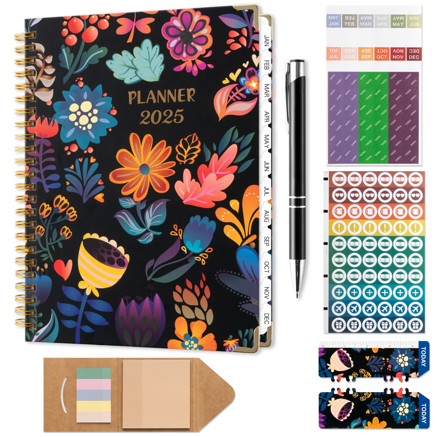 2025 Daily Planner Weekly/Monthly Dated Agenda Planner With Stickers ...