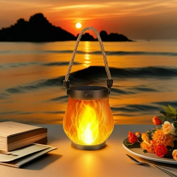 2025 Dancing Flame Solar Lantern Outdoor Lights, Hanging Powered ...
