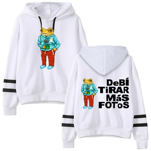 2025 DeBÍ TiRAR MáS FOToS Album Merch Pullover Hoodie – Unisex Striped Sleeve Sweatshirt No ...